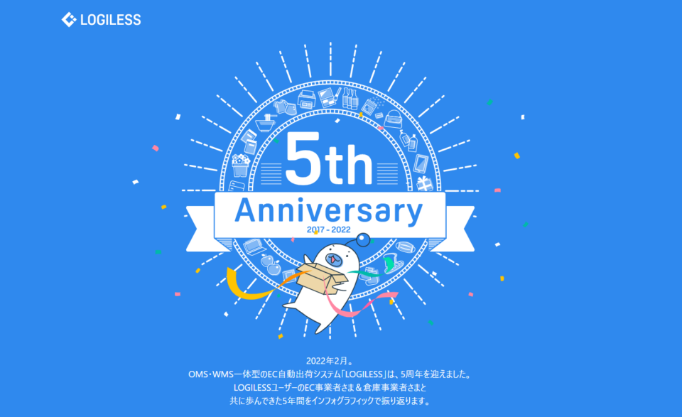 EC自動出荷システム｢LOGILESS」が5周年を記念してインフォグラフィックを公開 | NEWS | 株式会社ロジレス